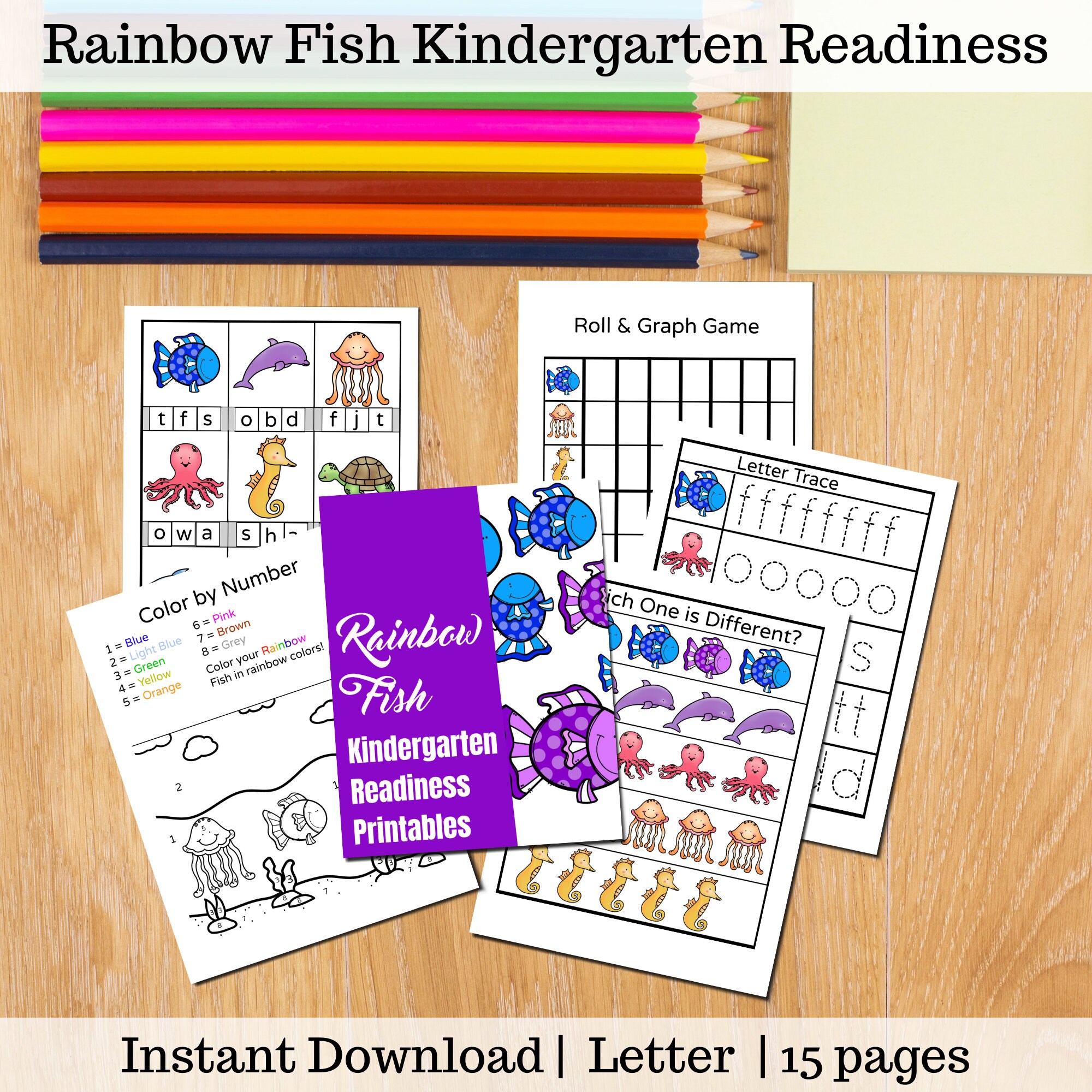 Ocean Themed Preschool Printables | Rainbow Fish Inspired ...