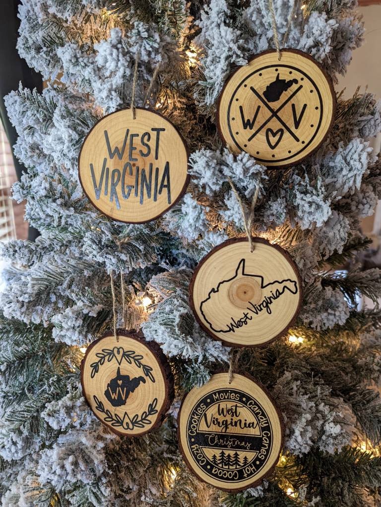 West Virginia State Wood Christmas Ornaments - Etsy