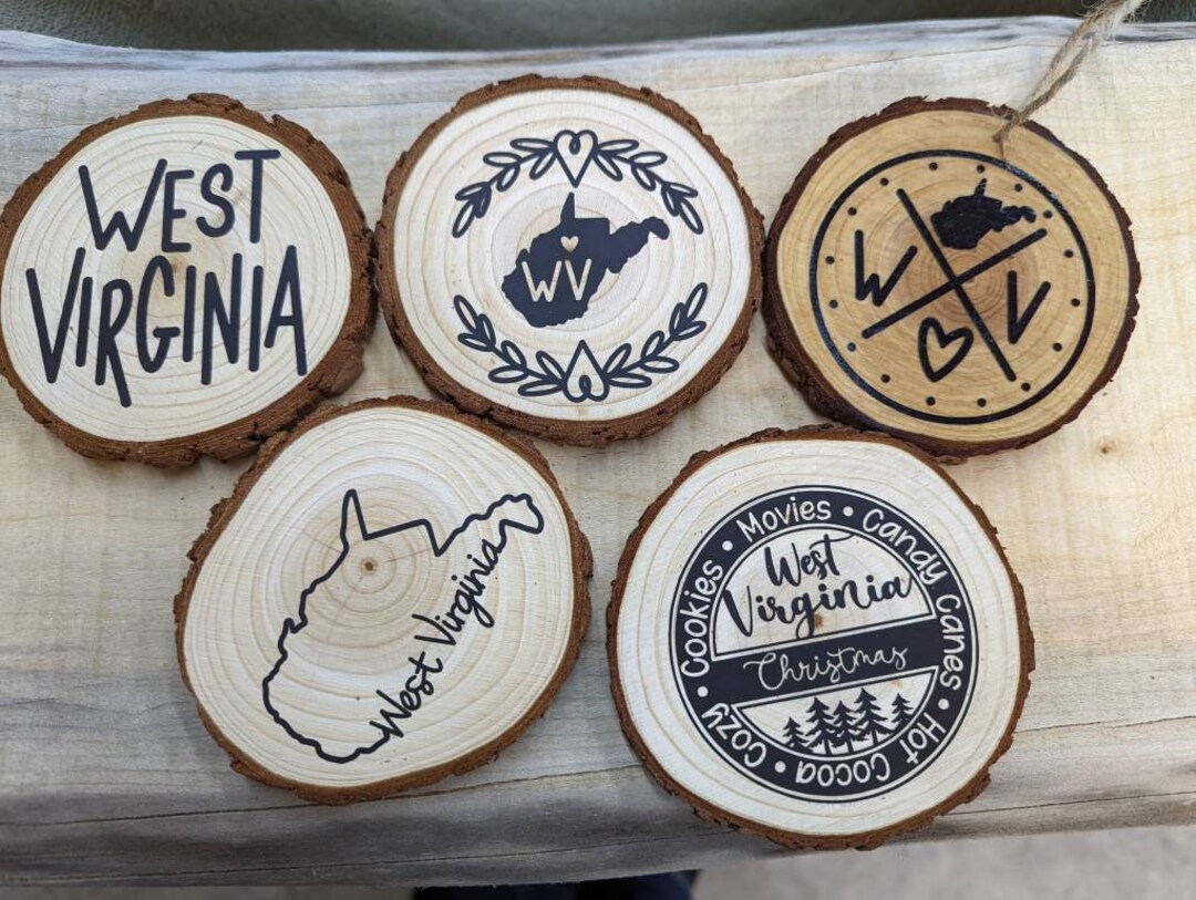 West Virginia State Wood Christmas Ornaments - Etsy