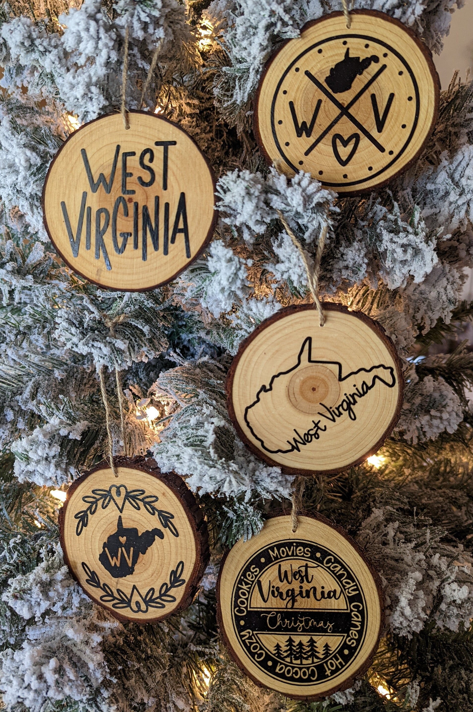 West Virginia State Wood Christmas Ornaments - Etsy