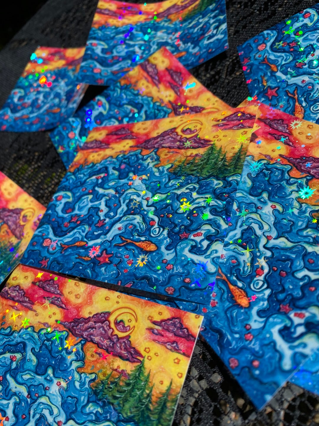 Sunset Ocean Sticker, Vinyl Ocean Sticker, Sunset Sticker, Ocean Waves ...