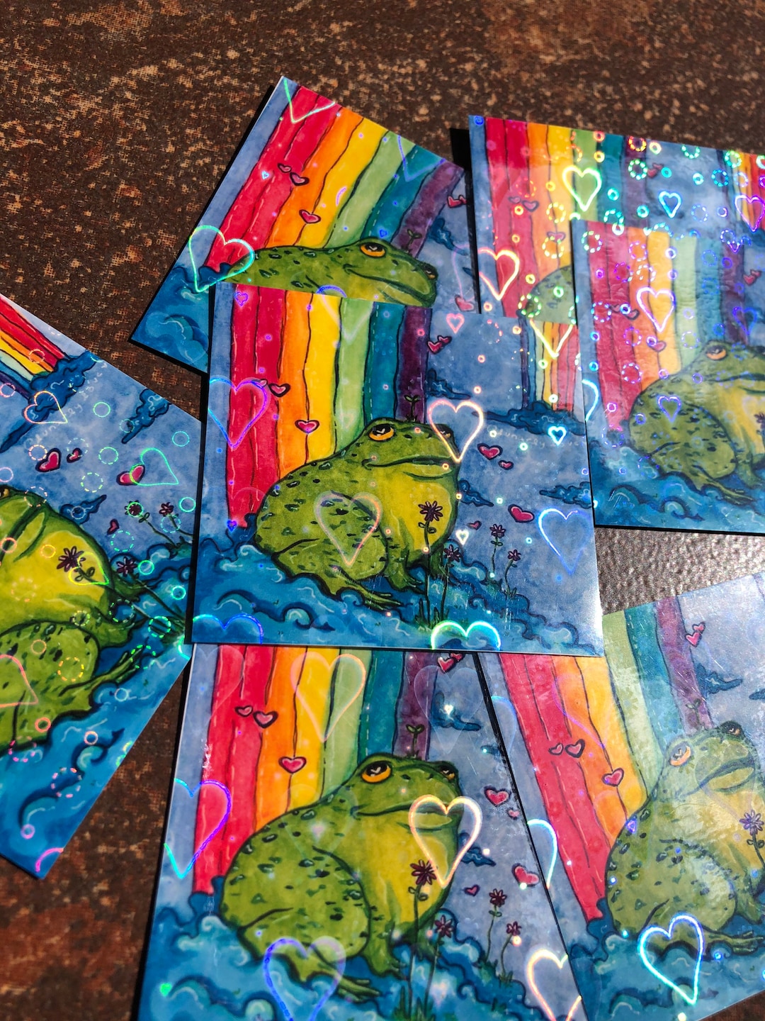 Rainbow Frog Sticker, Vinyl Frog Stickers, Holographic Frog Sticker ...