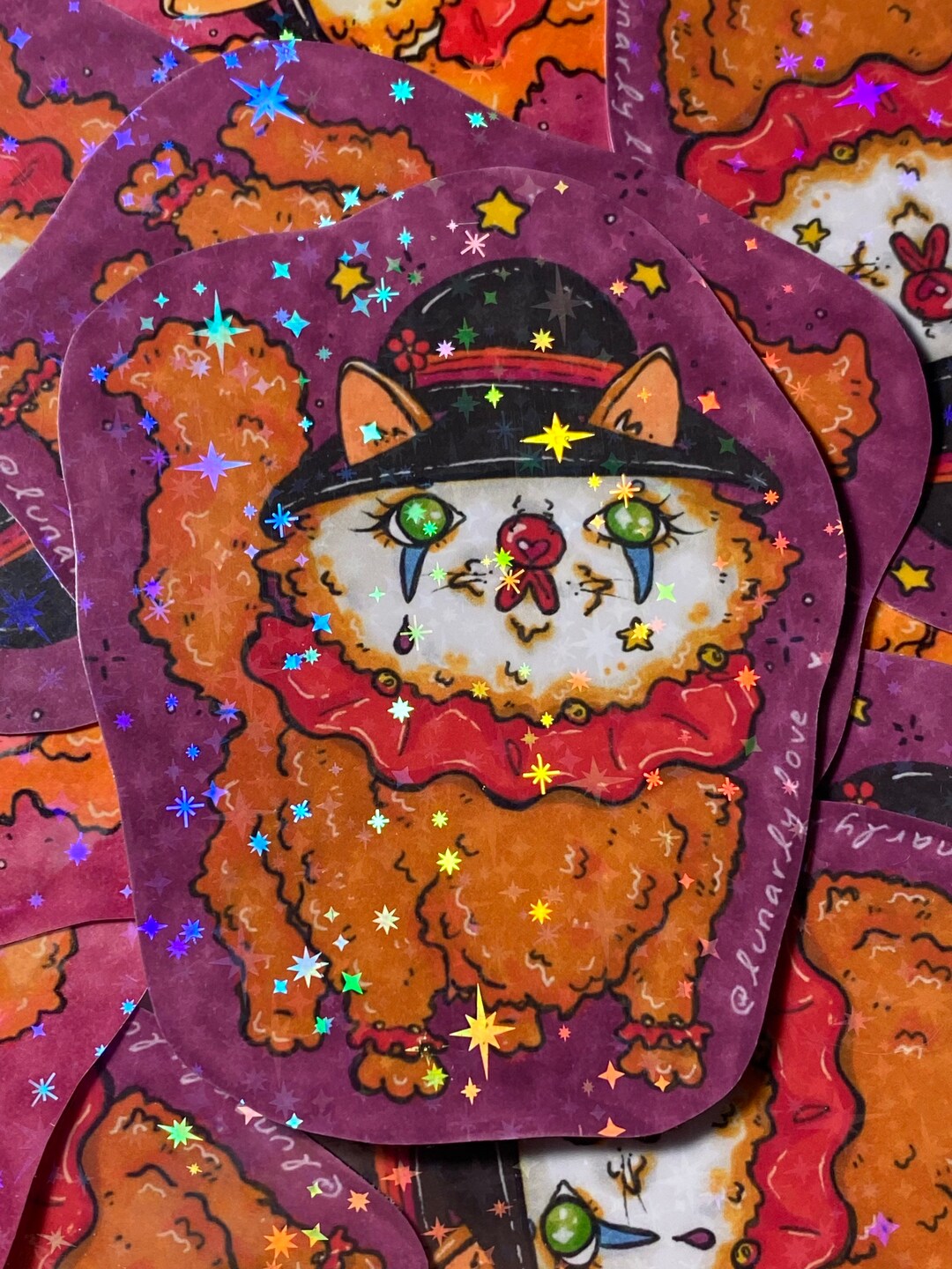 Clown Cat Sticker, Vinyl Cat Sticker, Cute Cat Stickers, Cat Sticker ...