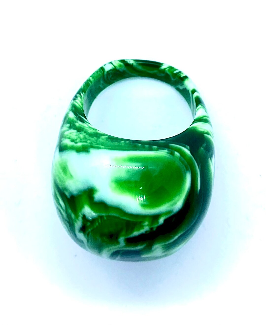 Opart Ring, Marbled Green Poly Resin Ring Made in USA 1970s - 305 - Etsy