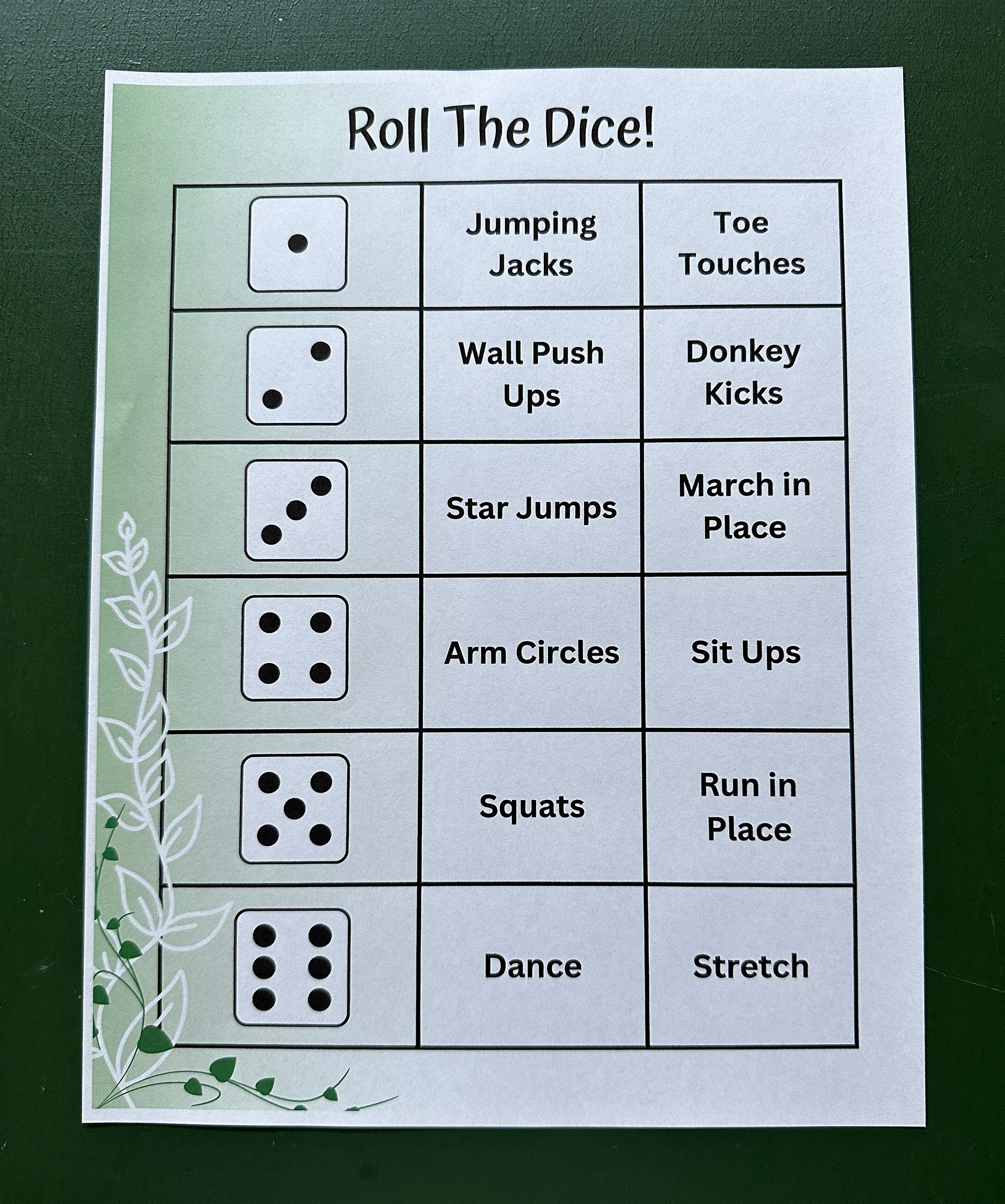 Roll the Dice Instant Download Gross Motor Movement & - Etsy