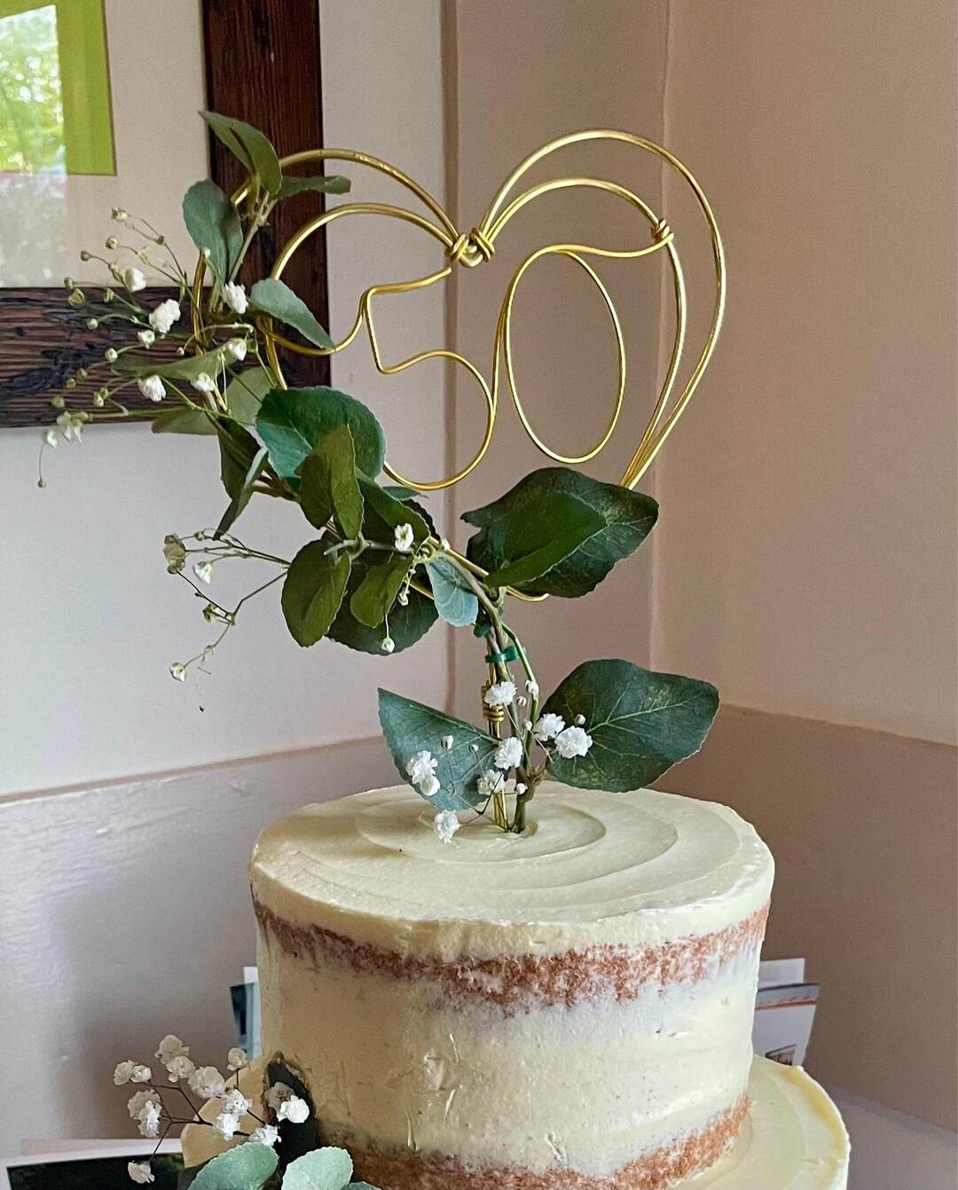 Custom Number Cake Topper: Wire Initials Heart Decoration for Birthdays ...