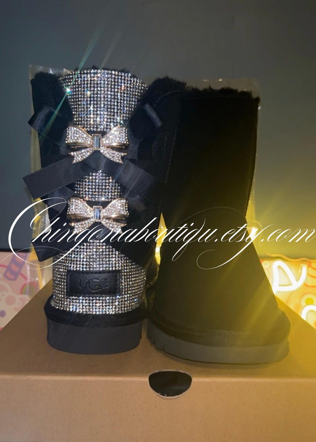 UGG Custom Bling UGG Boots With Bling 2 Bows OR 3 Bows, Rhinestone Ugg ...