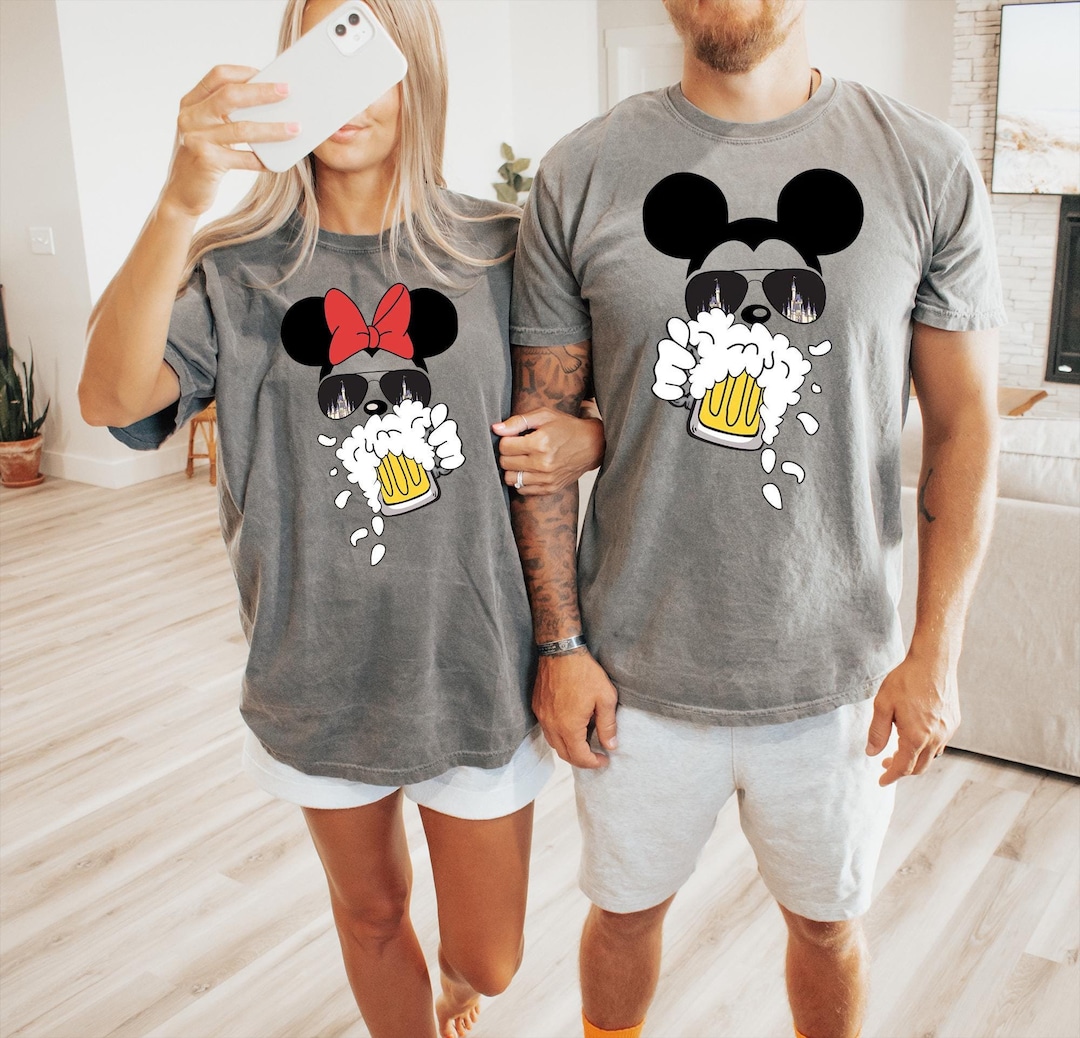 Mickey and Minnie Drinking Around Shirt, Mickey Minnie Beer T-shirt ...
