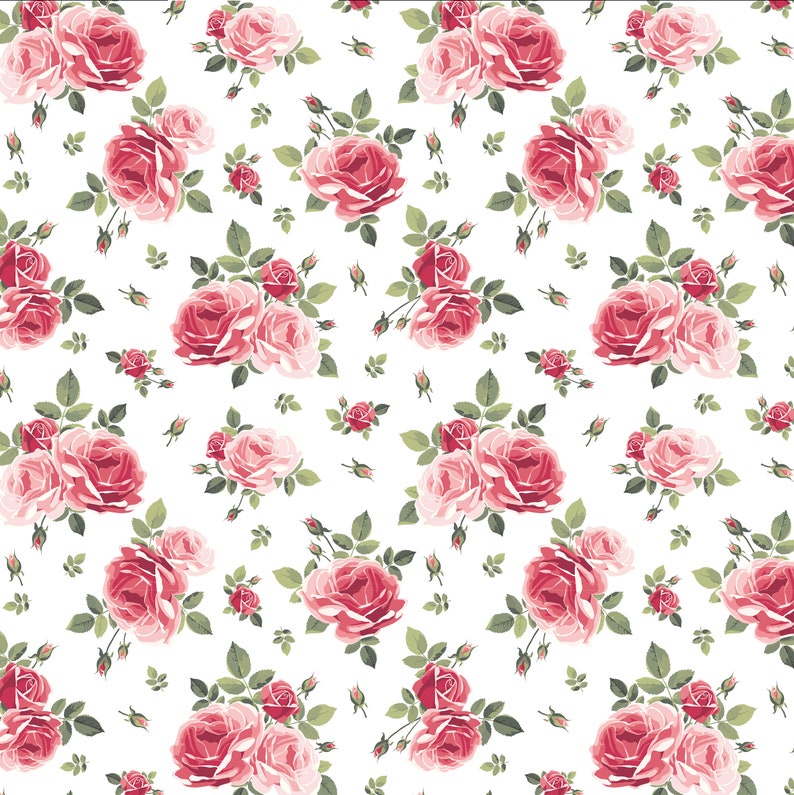 5-piece Pink Posies, Rose Digital Paper Pack, 12 X 12, 300 Dpi for ...
