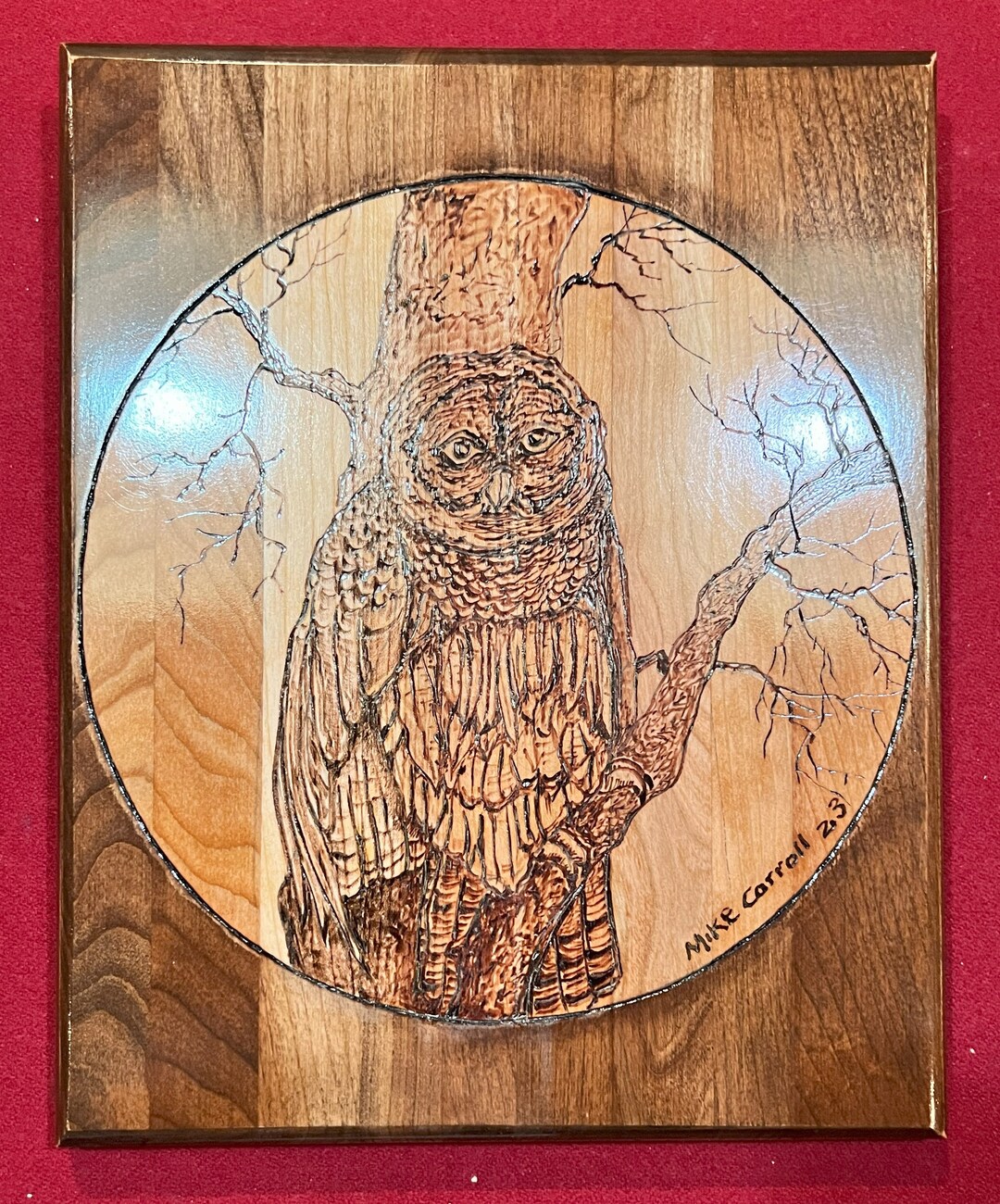 Barred Owl Wood Burned Art - Etsy