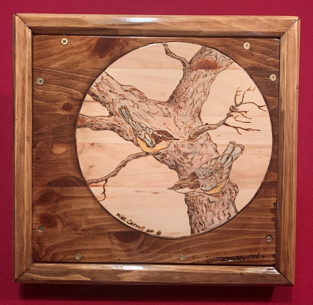 Blue Nuthatches Wood Burned Art - Etsy