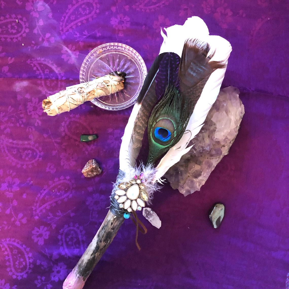 Smudge Fan Ceremonial Fan Blessing Ritual Cleansing Sacred Intention ...