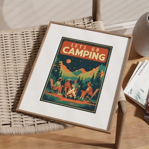 Retro Camping Print Vintage Nature Art Outdoorsy Wall Decor Adventure ...