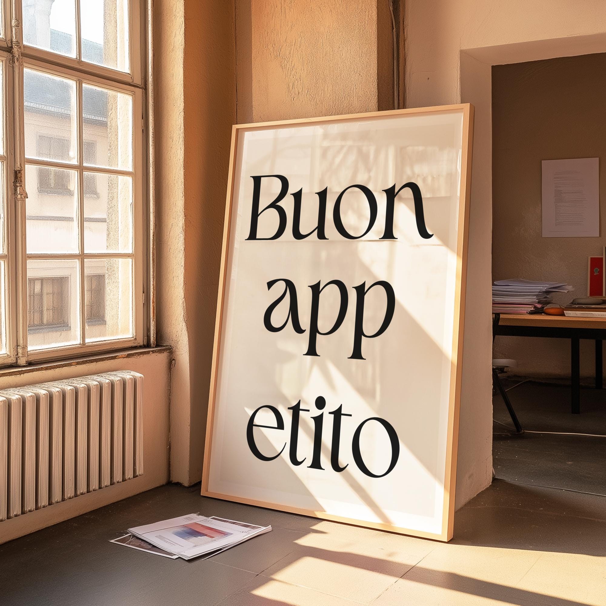 Buon Appetito Print Italian Quote Wall Art Kitchen Decor Dining Room ...