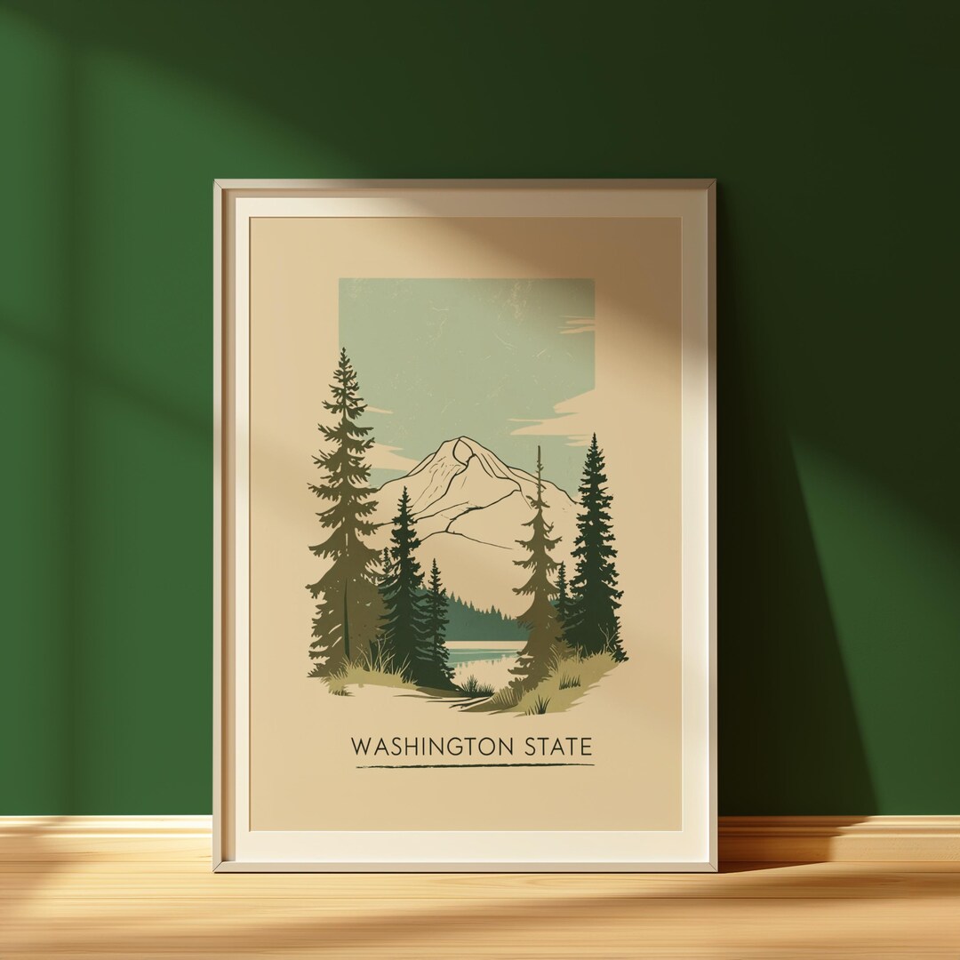 Vintage Washington State Wall Art Retro PNW Vintage Travel Poster ...