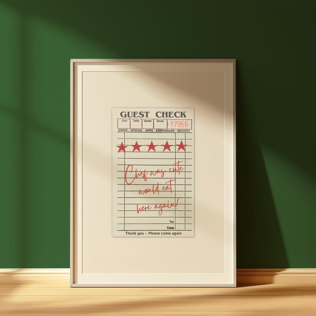 Cute Retro Kitchen Decor Chef Was Cute Would Eat Here Again Guest Check ...