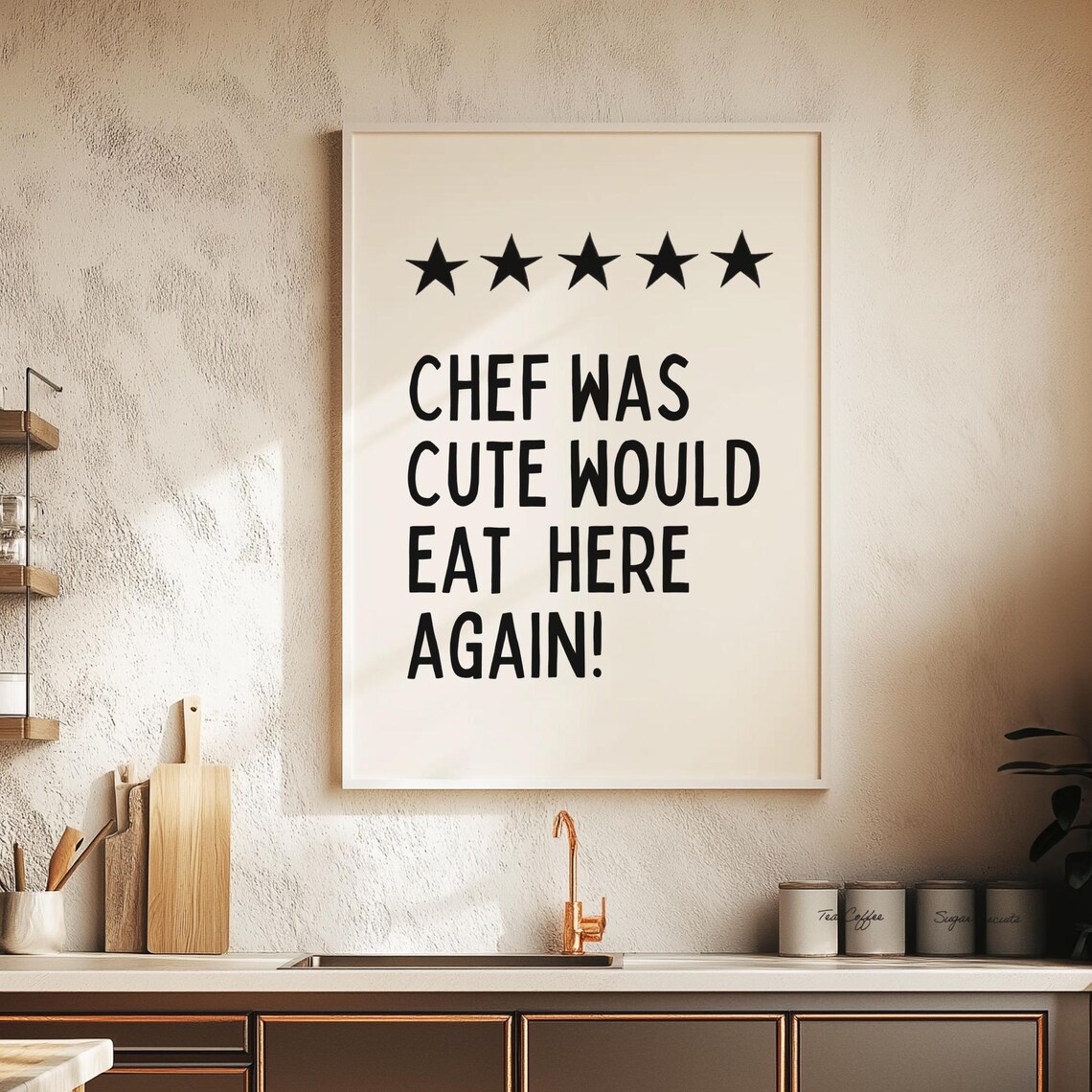 Cute Kitchen Decor Chef Was Cute Poster Black Bold Typography Print ...