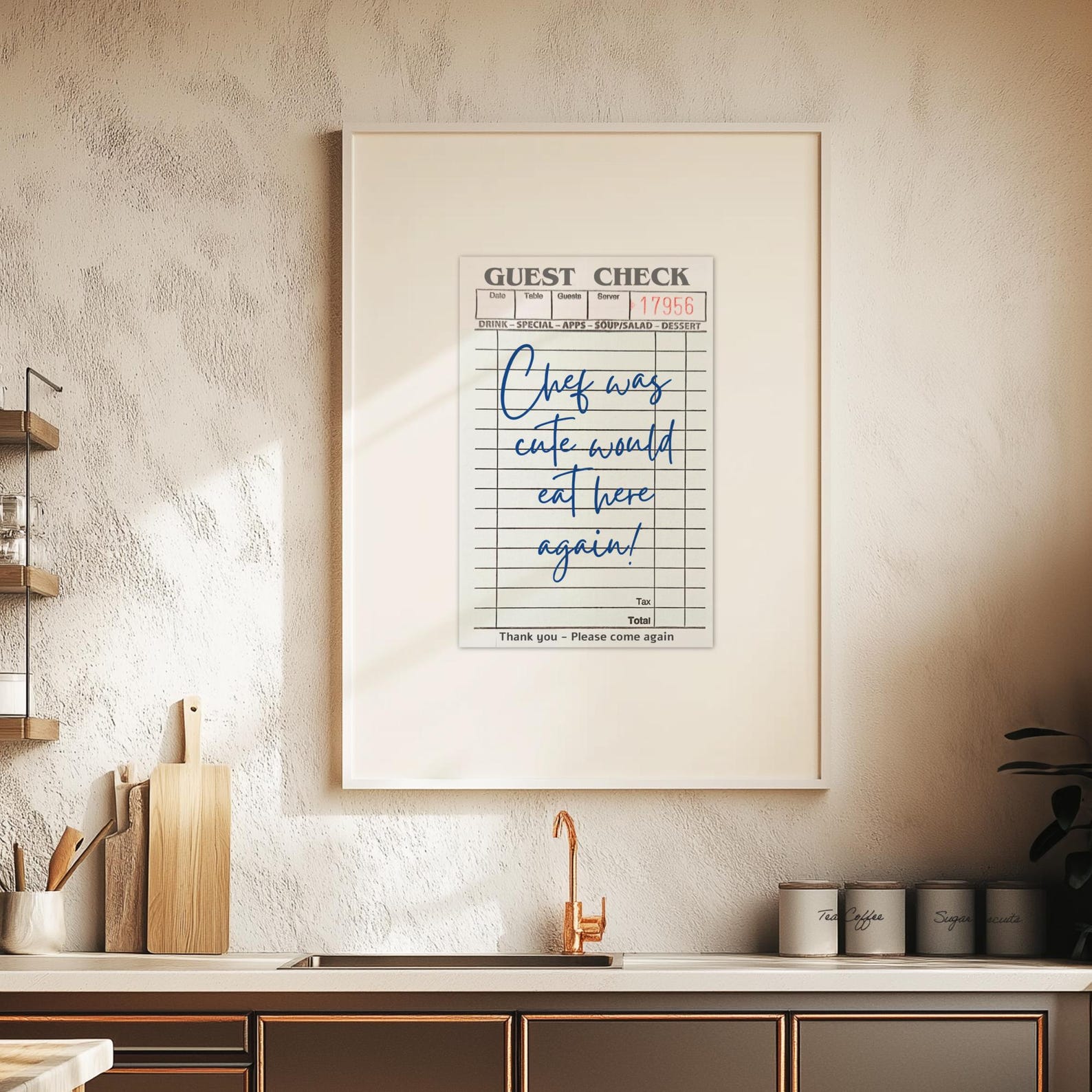 Chef Was Cute Would Eat Here Again Trendy Guest Check Wall Art Funny ...