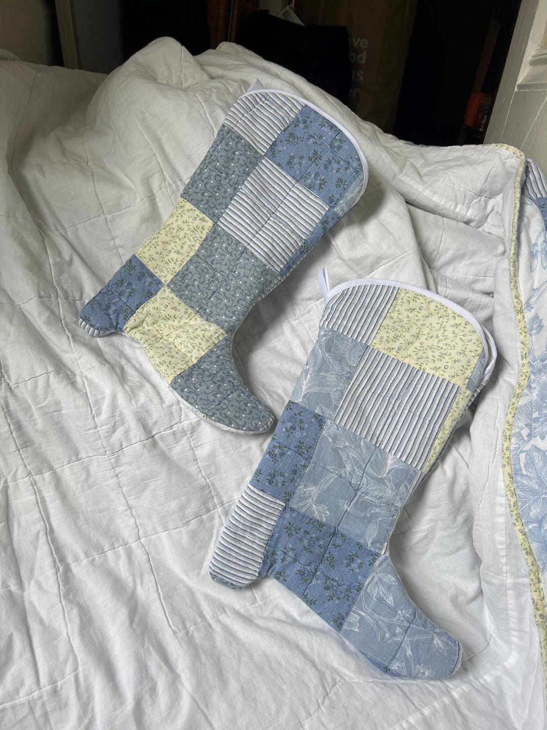 Quilted Patchwork Cowboy Boot Stocking Set of 2 - Etsy