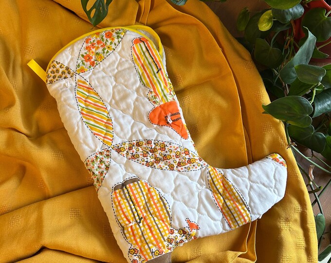 Quilted Patchwork Cowboy Boot Stocking - Sunbonnet Dutch Doll - A - Etsy