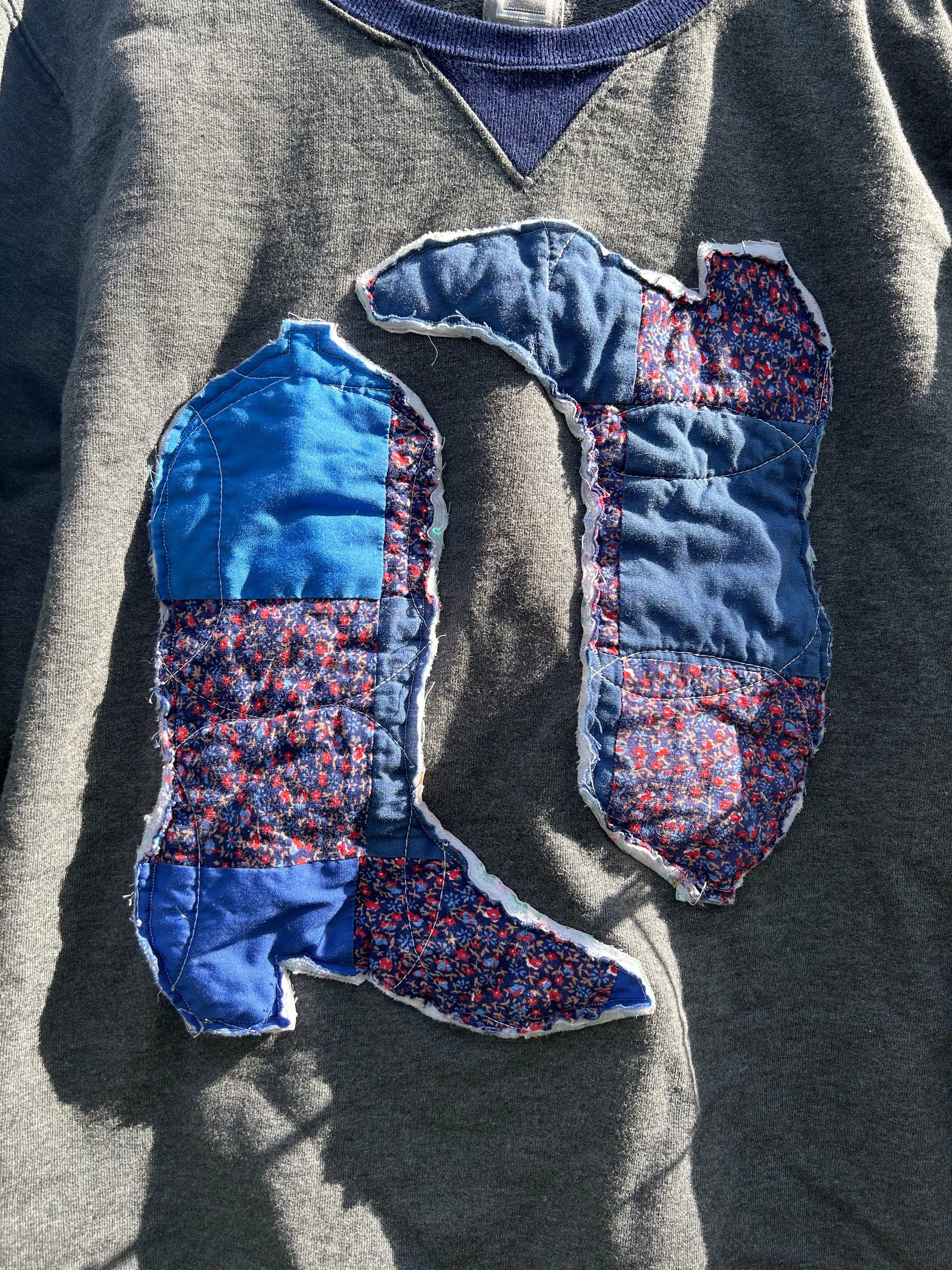 XL Cowboy Boots Quilt Block Crewneck - Etsy
