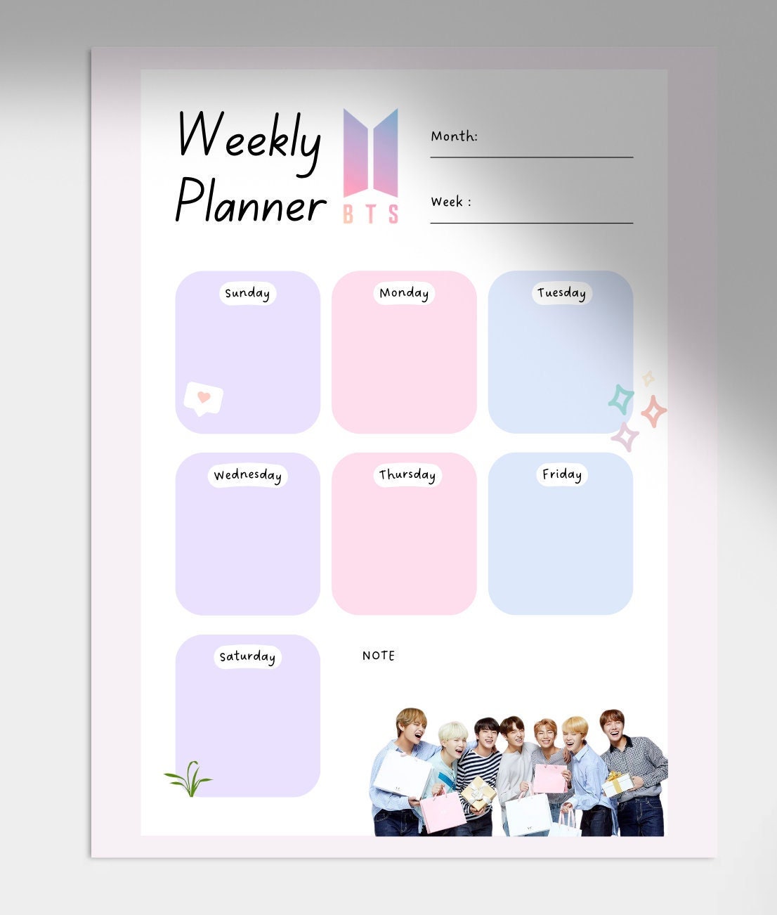 BTS BT21 Undated Planner, iPad Planner Pdf, Bangtan Boys, Digital ...