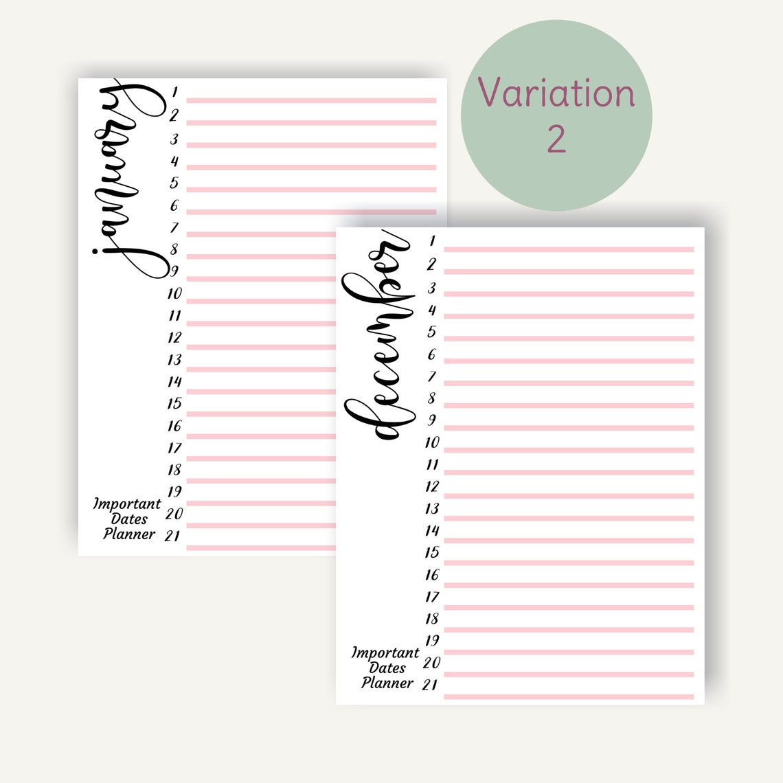 Important Dates Monthly Planner Set-minimalist Design, Dates Schedule ...
