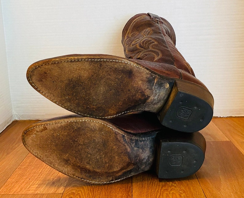 Vintage Dan Post Men's Brown Deer Leather Western Cowboy - Etsy