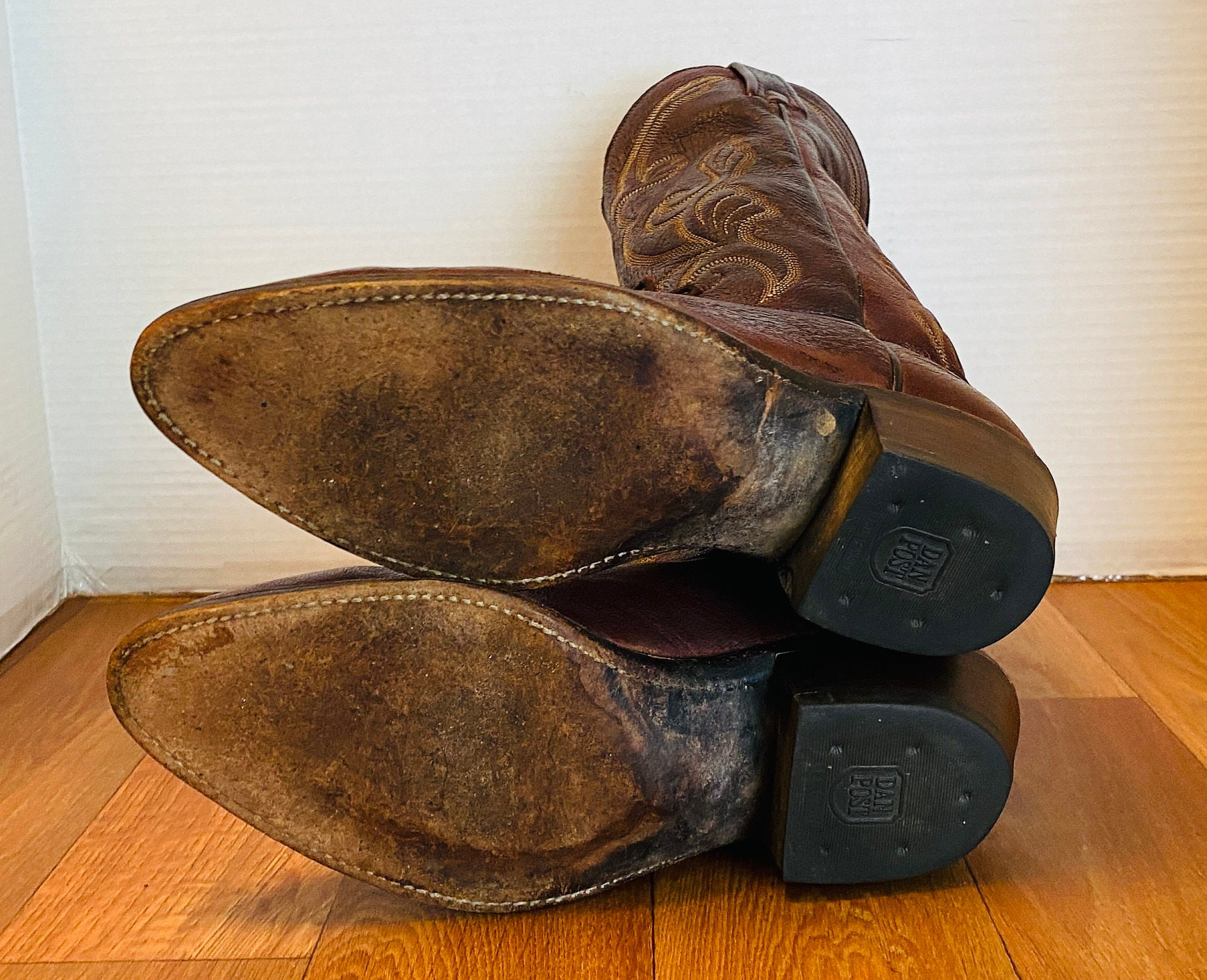 Vintage Dan Post Men's Brown Deer Leather Western Cowboy - Etsy