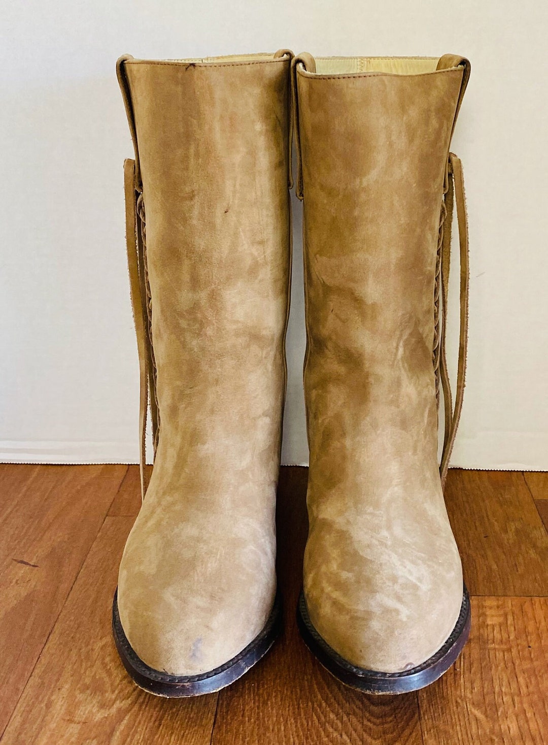 Vintage, Mexico, Womens El Canelo Tan Suede Calf Length Boots, Mex 25 / ...