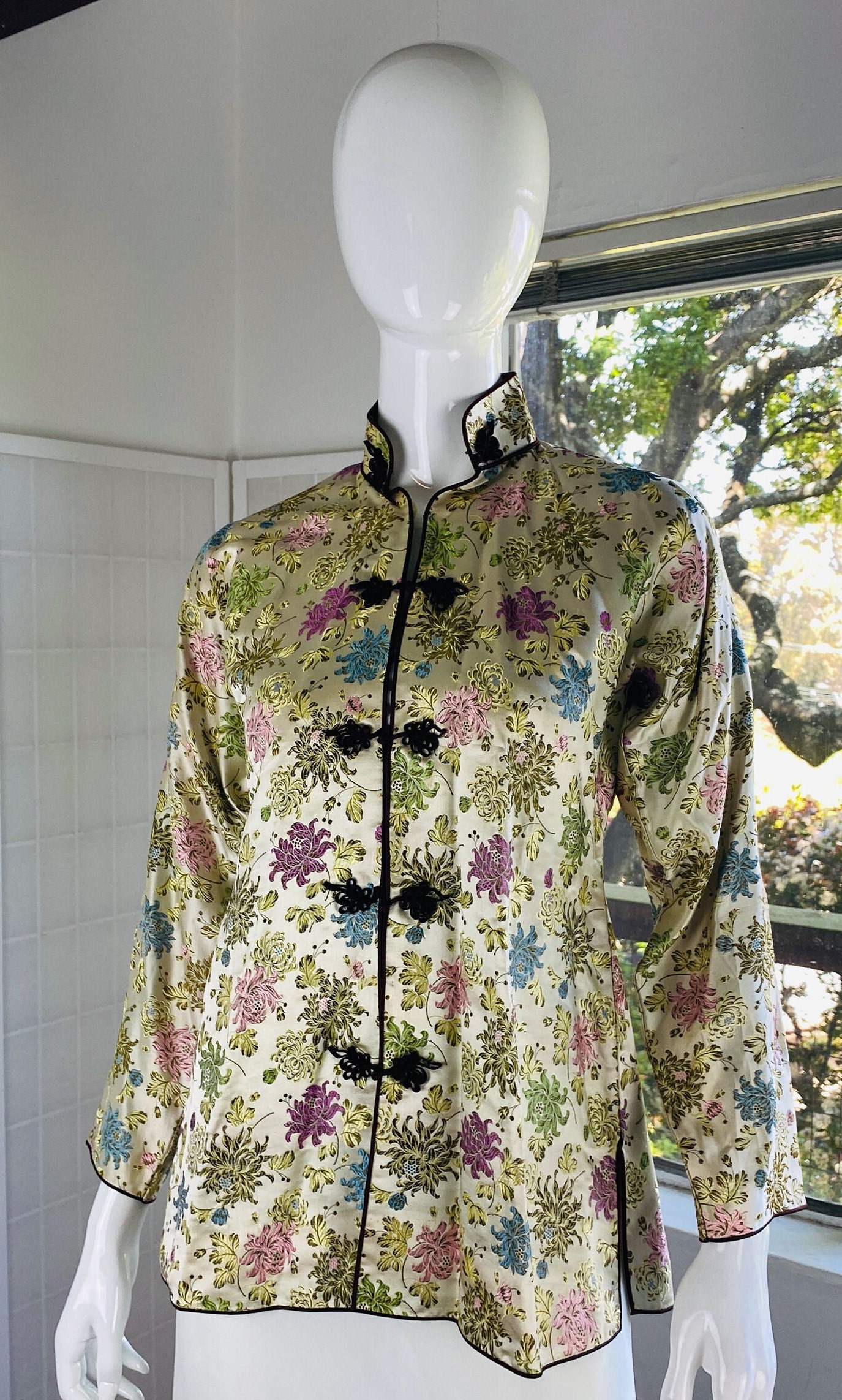 Vintage Mandarin Silk Embroidered Jacket Medium. - Etsy