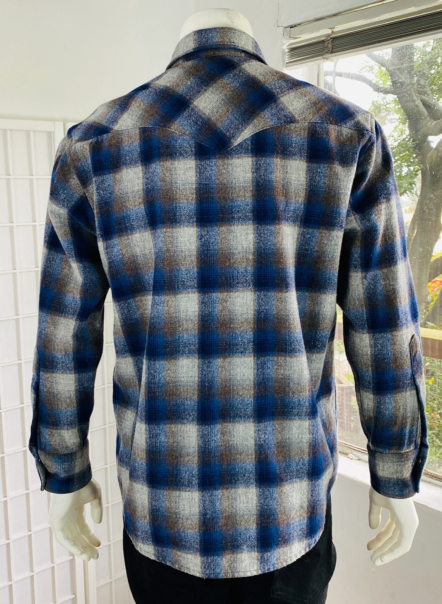 Vintage Pendleton Western Style Mens Blue Shadow Plaid Shirt, M. - Etsy