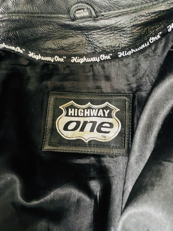 Highway 1 mens motorcycle black leather jacket, L. - Gem