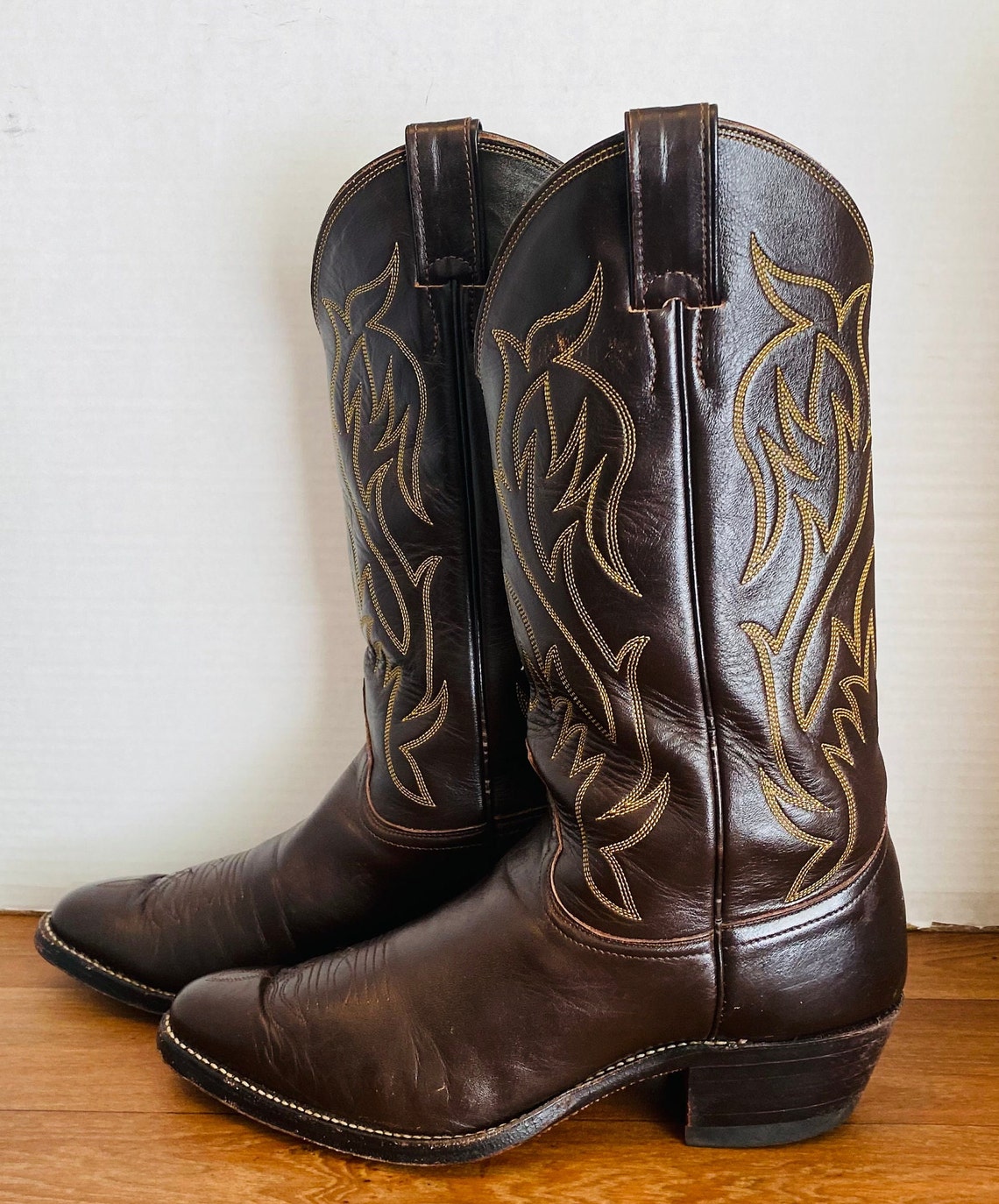 Justin Mens Brown Leather Western Cowboy Boots, 8D. - Etsy