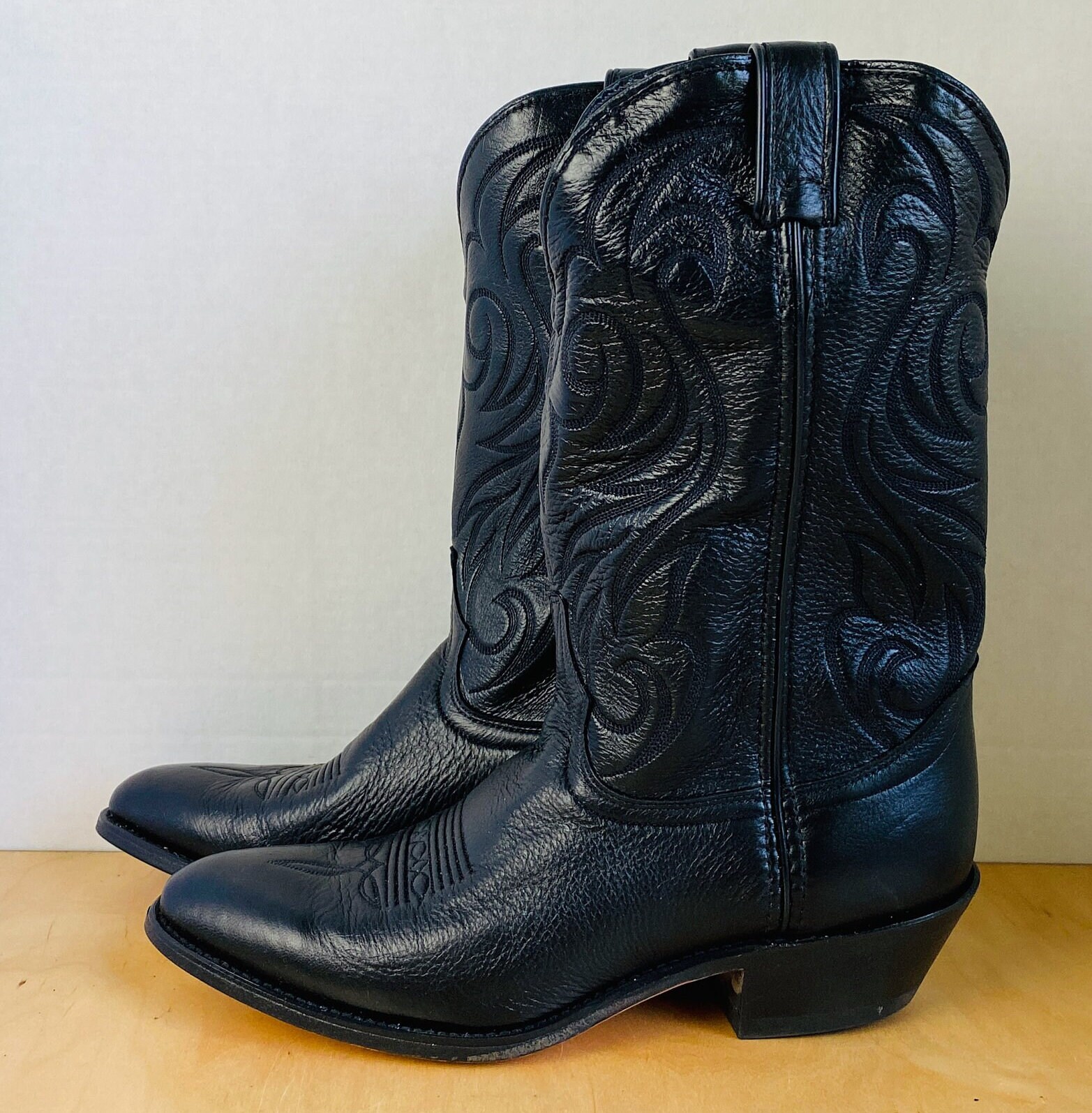 NWB, LAREDO, Mens Black Deer Skin Leather Western Boots, 9D. - Etsy