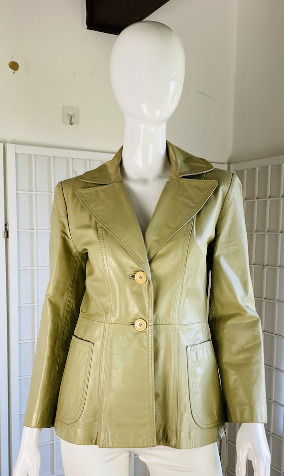 Vintage Imperial, neutral tone leather blazer, M. - Gem