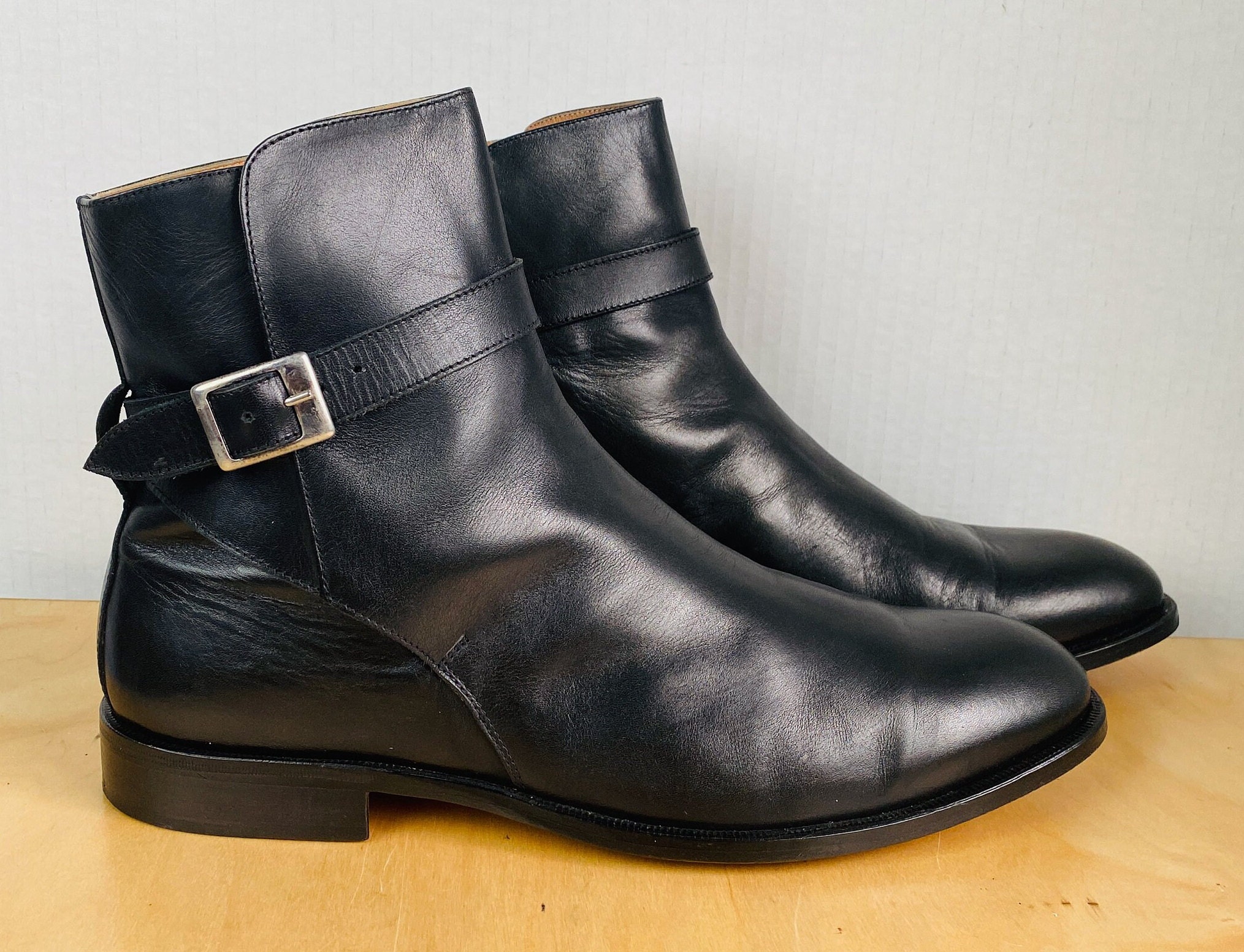 Shipton & Heneage London Black Calf Skin Wandle Strapped Chelsea Boots ...