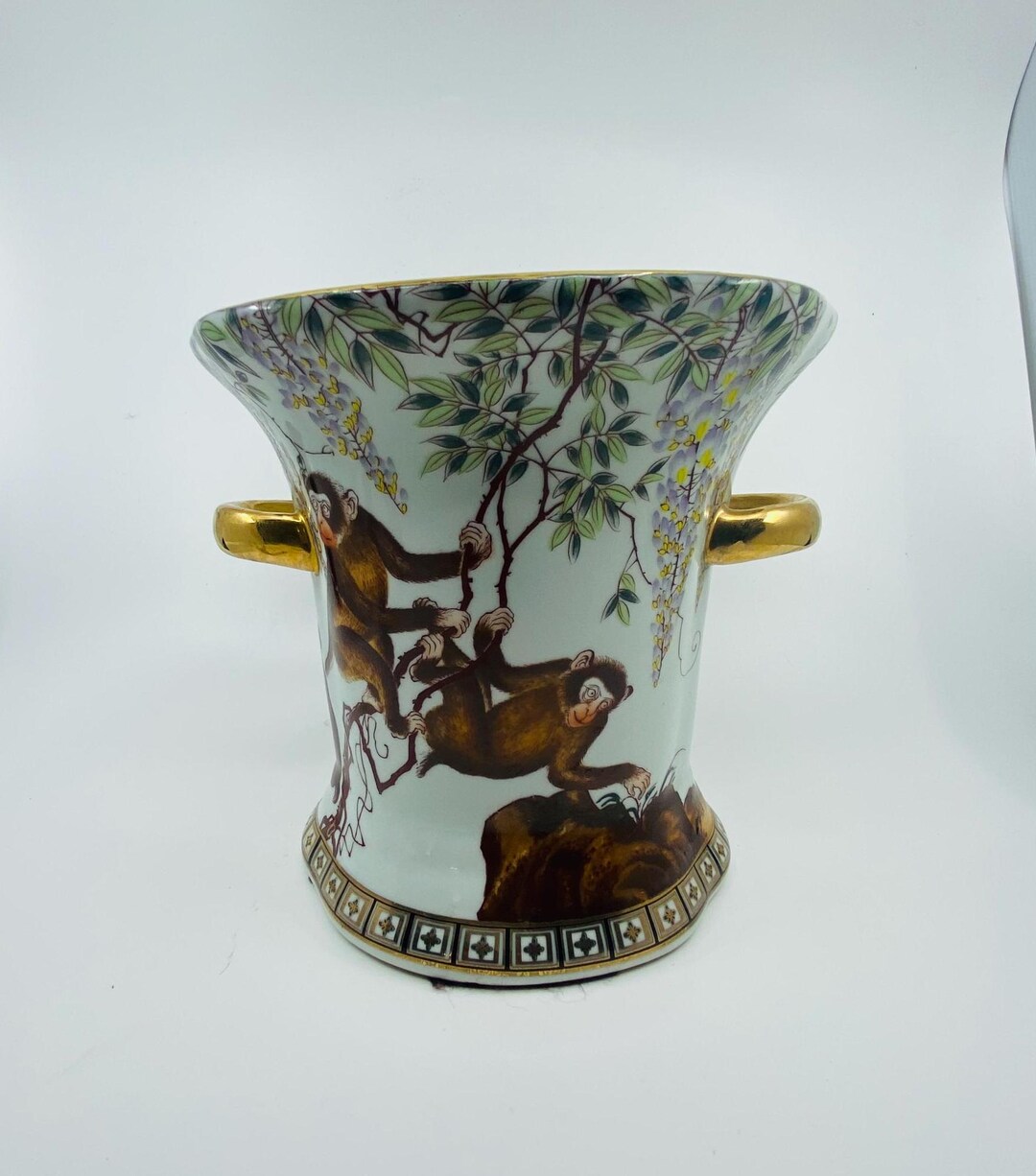 Vintage China, Hand Painted Monkeys,, 2 Handled Vase - Etsy