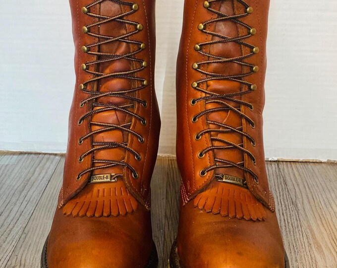 Double-h Mens Lacer Leather Kiltie Lace up Mid Calf Logger Boots, 10.5 ...