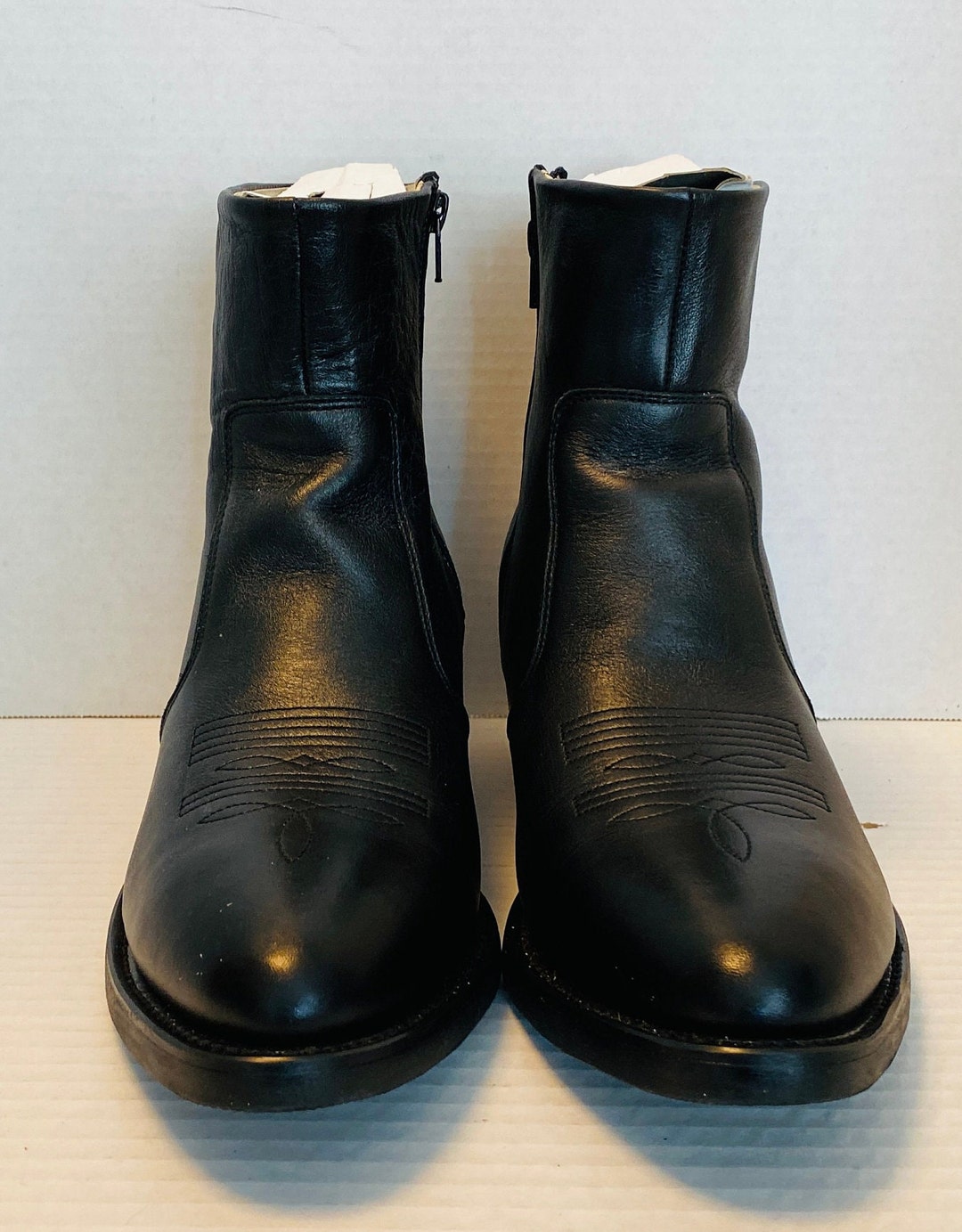 DURANGO Men's Black Leather R Toe Side Zip Western Boots, 11.5 EE. - Etsy