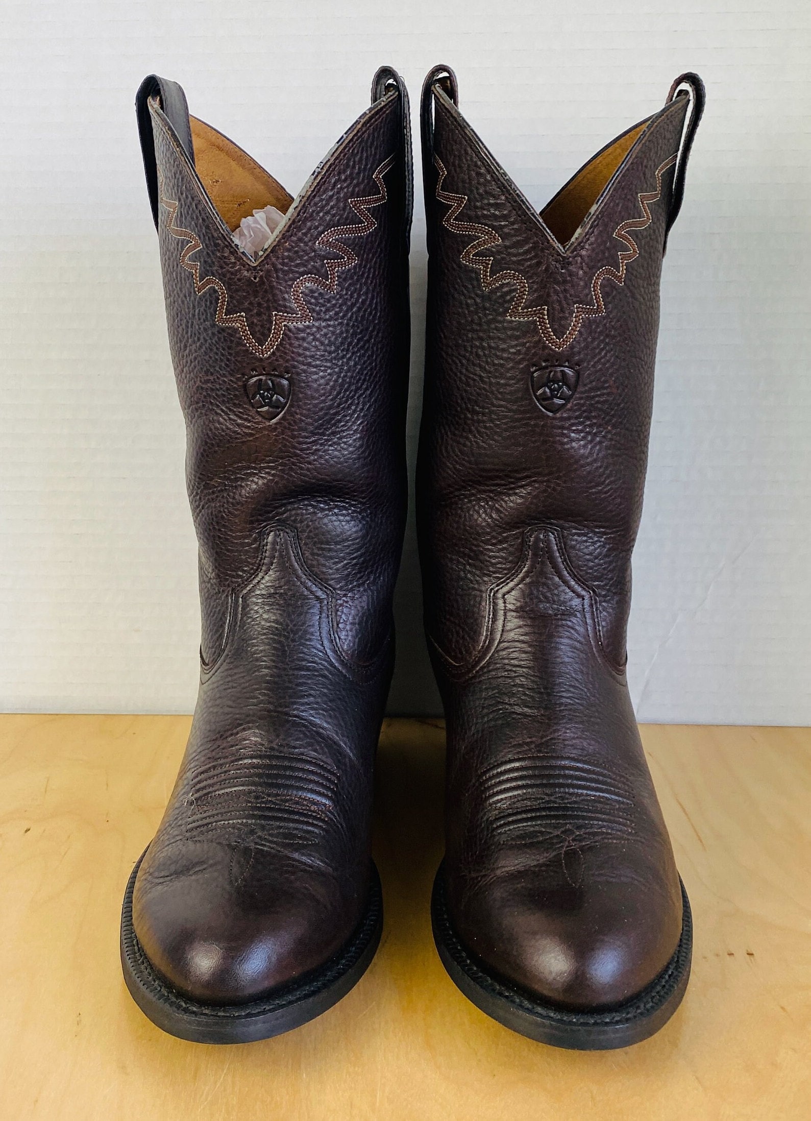Ariat Dark Brown Leather Cowboy Boots Men's 9 D - Etsy