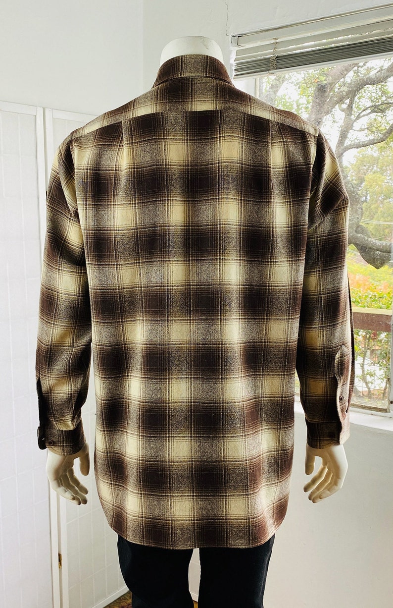 Pendleton Mens Brown Plaid Wool Shirt L. - Etsy