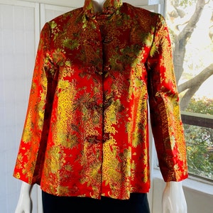 Vintage Chinese Red & Gold Silk Rayon Brocade Jacket, 4-6. - Etsy