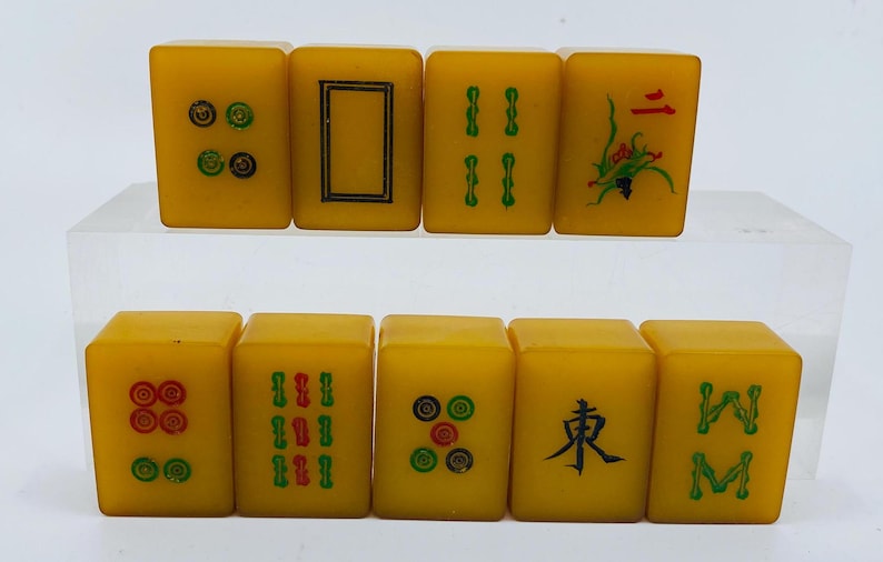 Vintage 9 Bakelite Mahjong Tiles W/ Drilled Holes for Threading. - Etsy