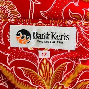 Vintage Batik Keris Red Gold Print Shirt, Med. - Etsy