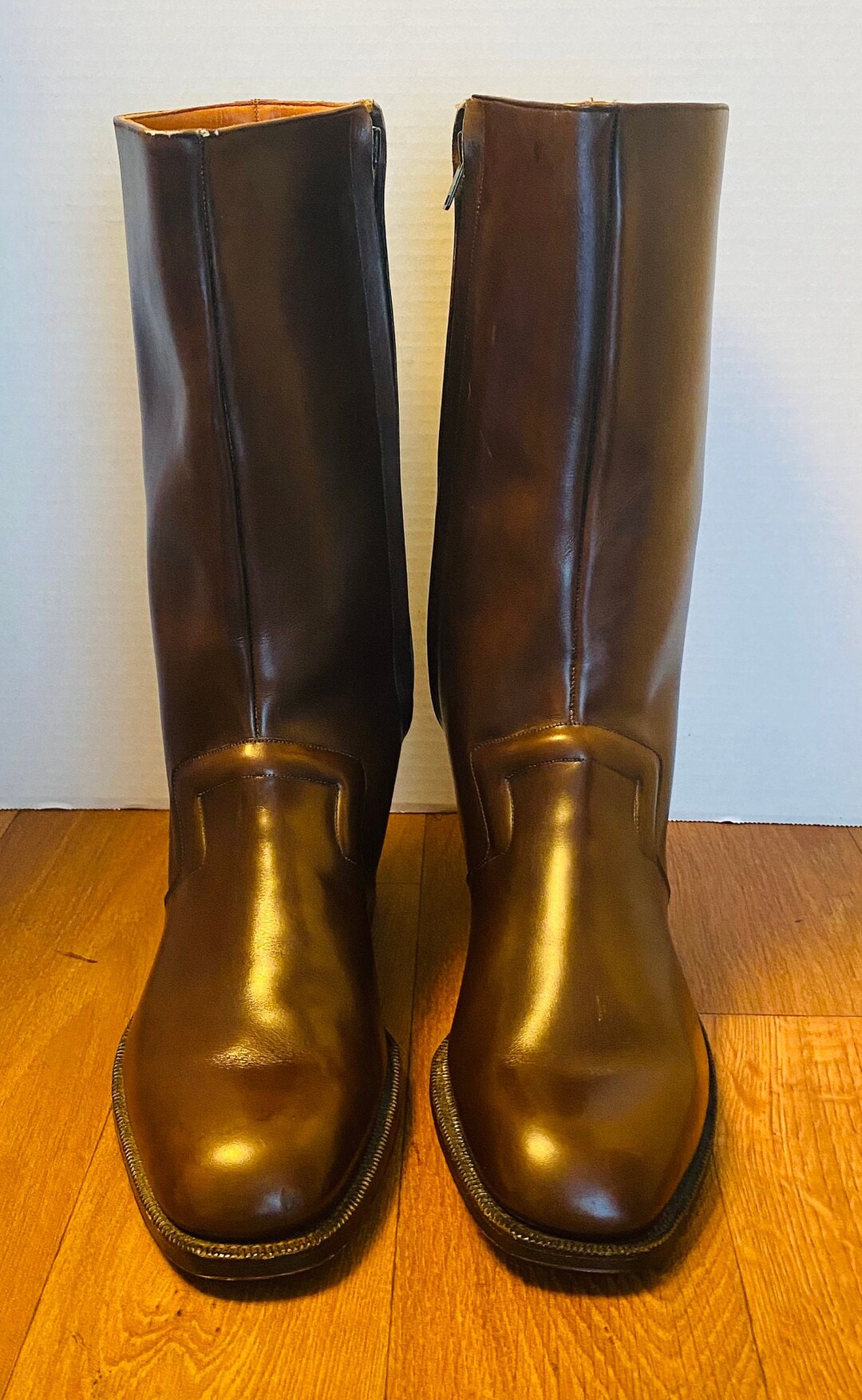 NWB, Carroll & Co Beverly Hills Womens Handmade Brown Leather Mid Zip ...