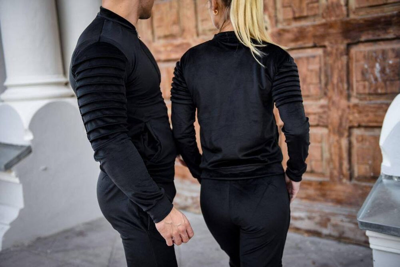 Black Velour Tracksuit for Woman, Matching Loungewear Trousers and ...