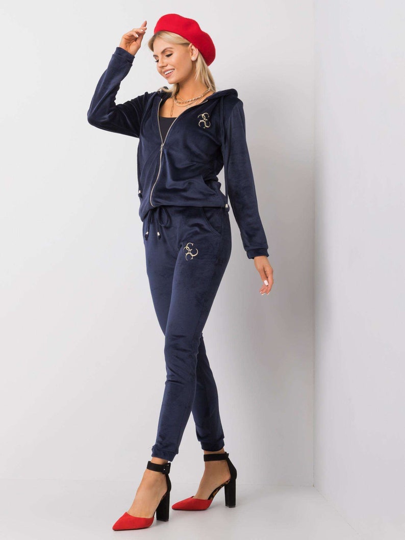 2 Piece Set Women Stacked Flared Jogger Velvet Velour Tracksuits Hoodie ...
