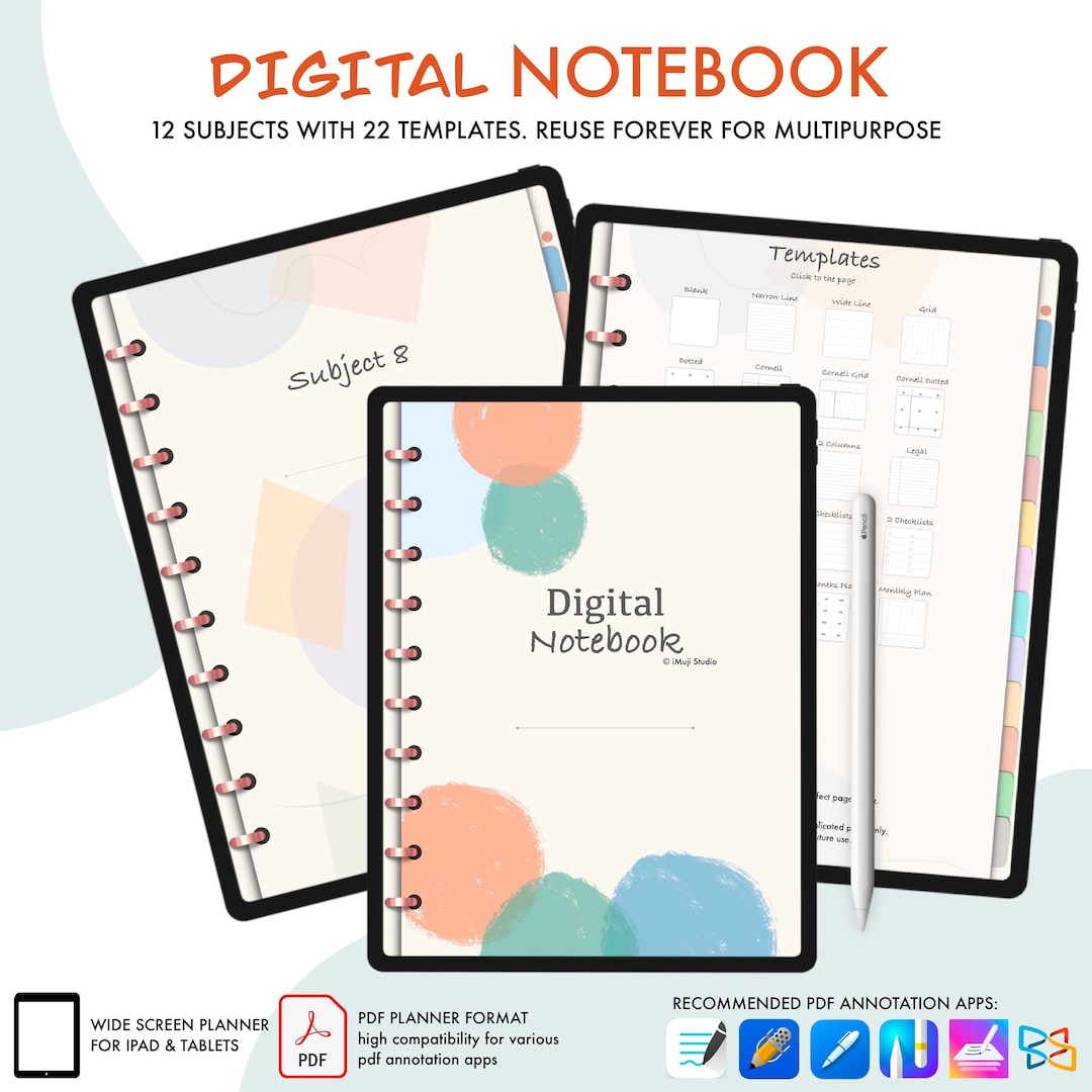 Quaderno digitale Quaderno di studio Pianificatore digitale - Etsy Italia