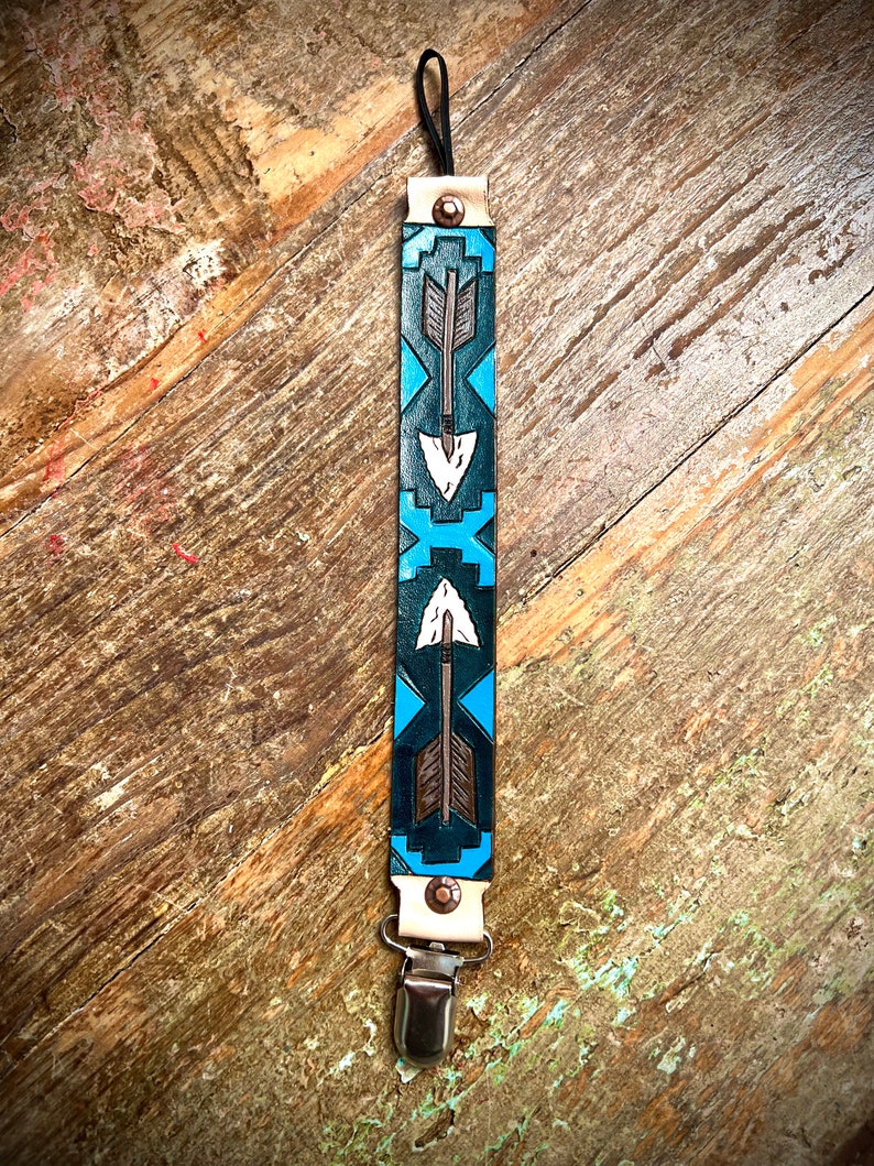 Arrow Tooled Pacifier Strap - Etsy